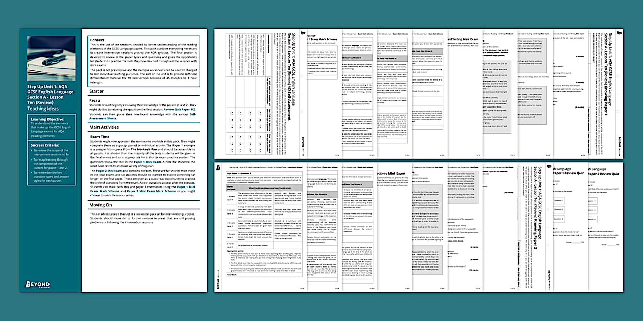 English Intervention Resources 10 | AQA English Language