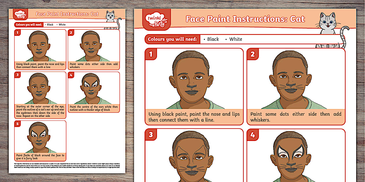 Cat Face Painting Instructions | Twinkl Party - Twinkl