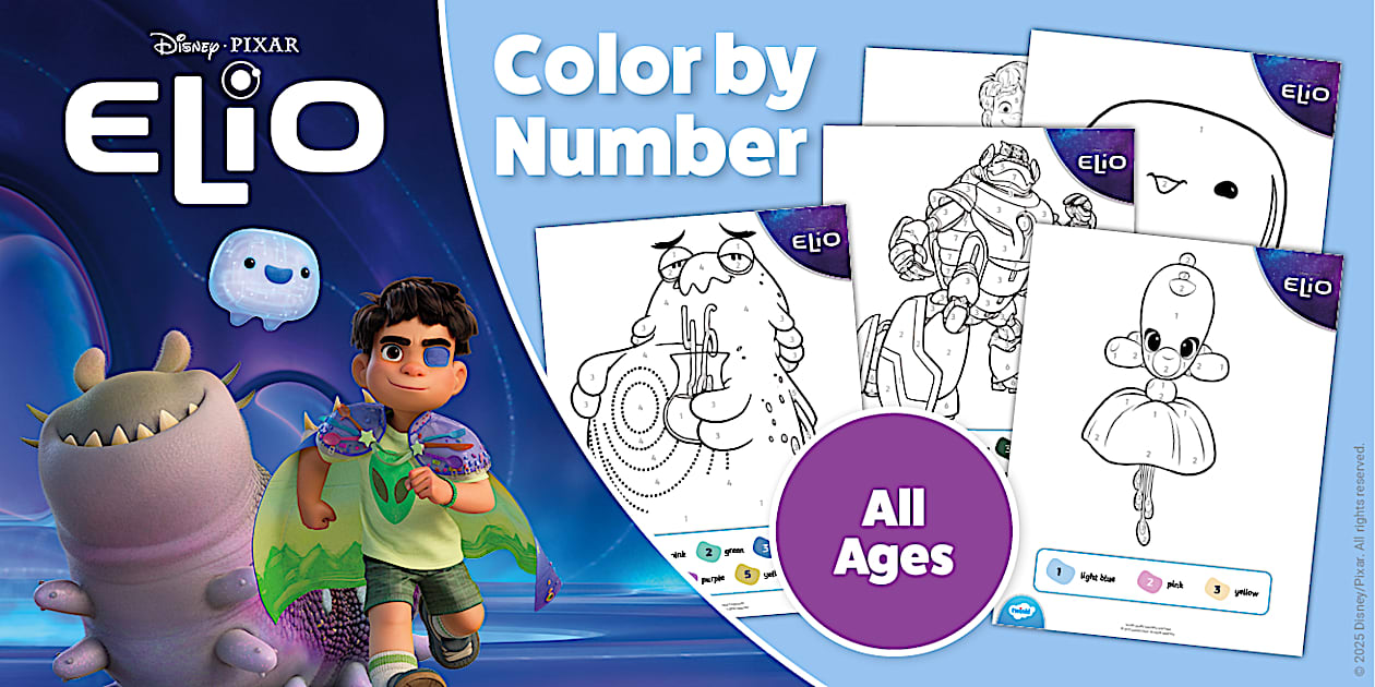 Elio: Color by Number Worksheets