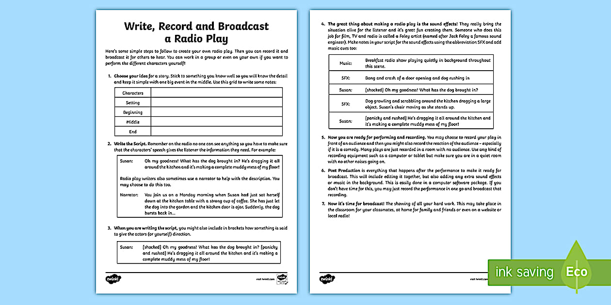 Write Record and Broadcast a Radio Play Activity - Twinkl
