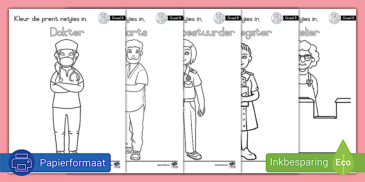 Beroepe: Inkleurprente (teacher made) - Twinkl