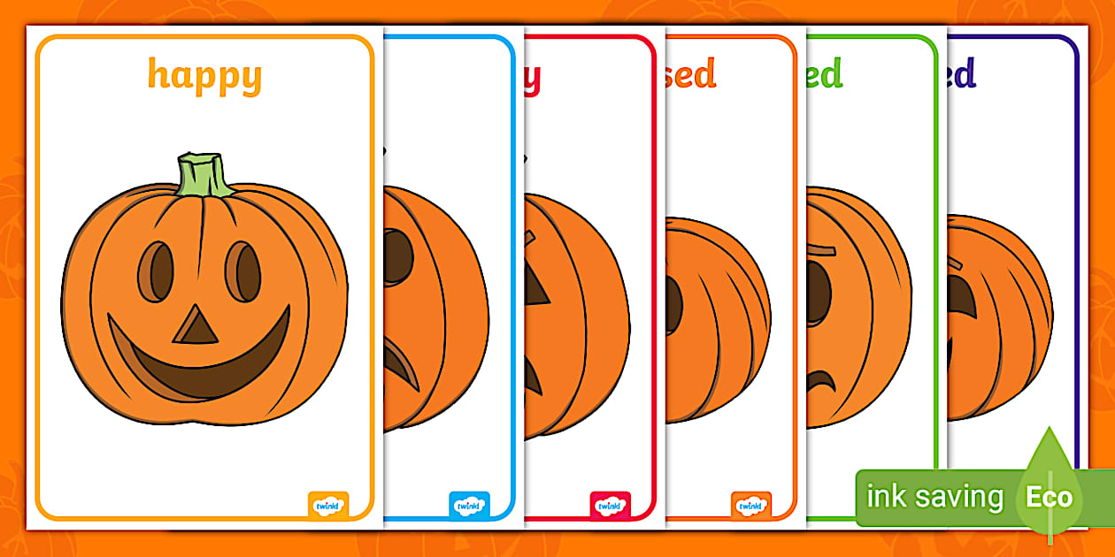 Halloween Pumpkin Emotions Cards - Twinkl - EYFS - Twinkl