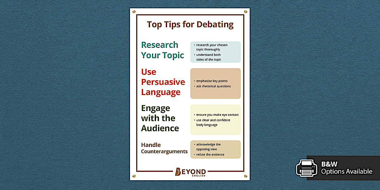 Top Tips for Debating Poster (teacher made) - Twinkl