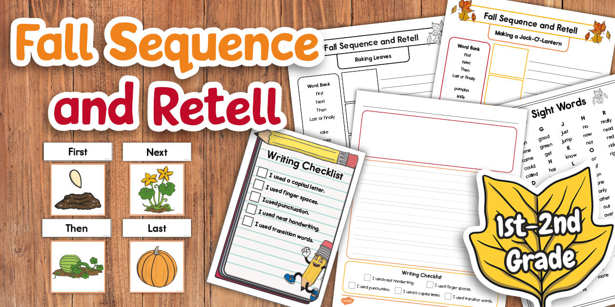 Fall Sequence and Retell Writing Prompts for 1st-2nd Grade