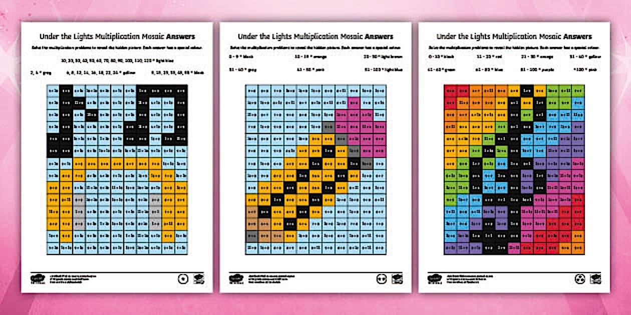 Higher Ability Under the Lights Differentiated Multiplication Maths Mosaics