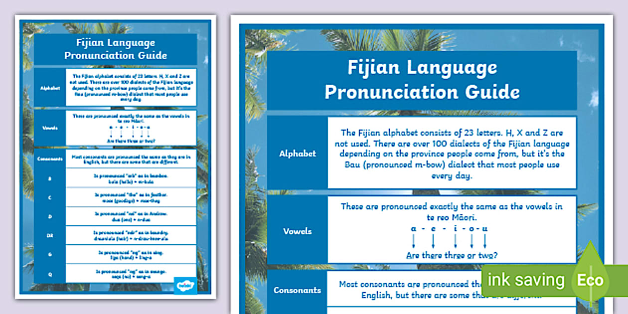 Fijian Language Pronunciation Guide - Twinkl
