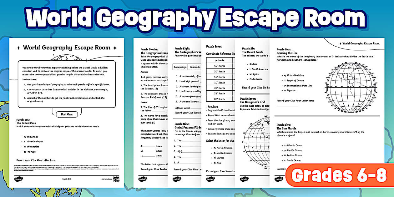 World Geography Escape Room for 6th-8th Grade