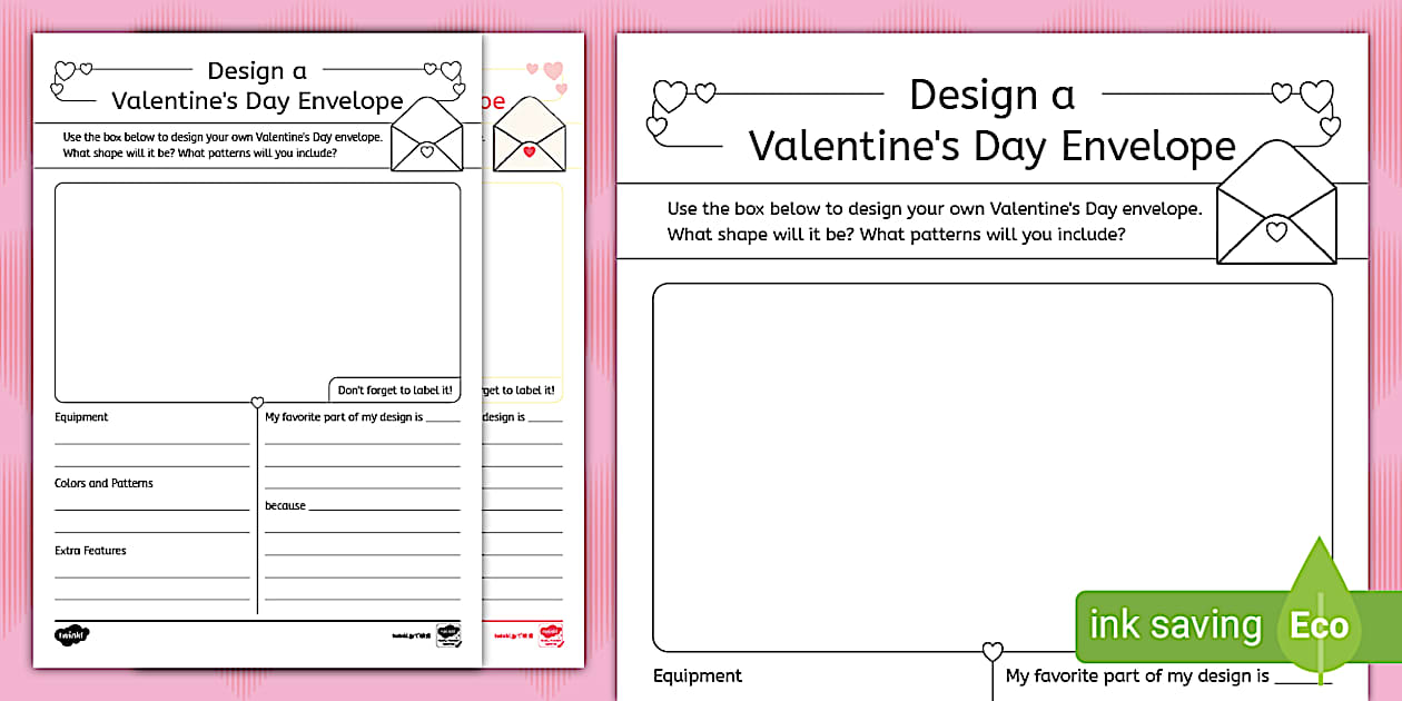 Design a Valentine's Day Envelope Worksheet (Teacher-Made)