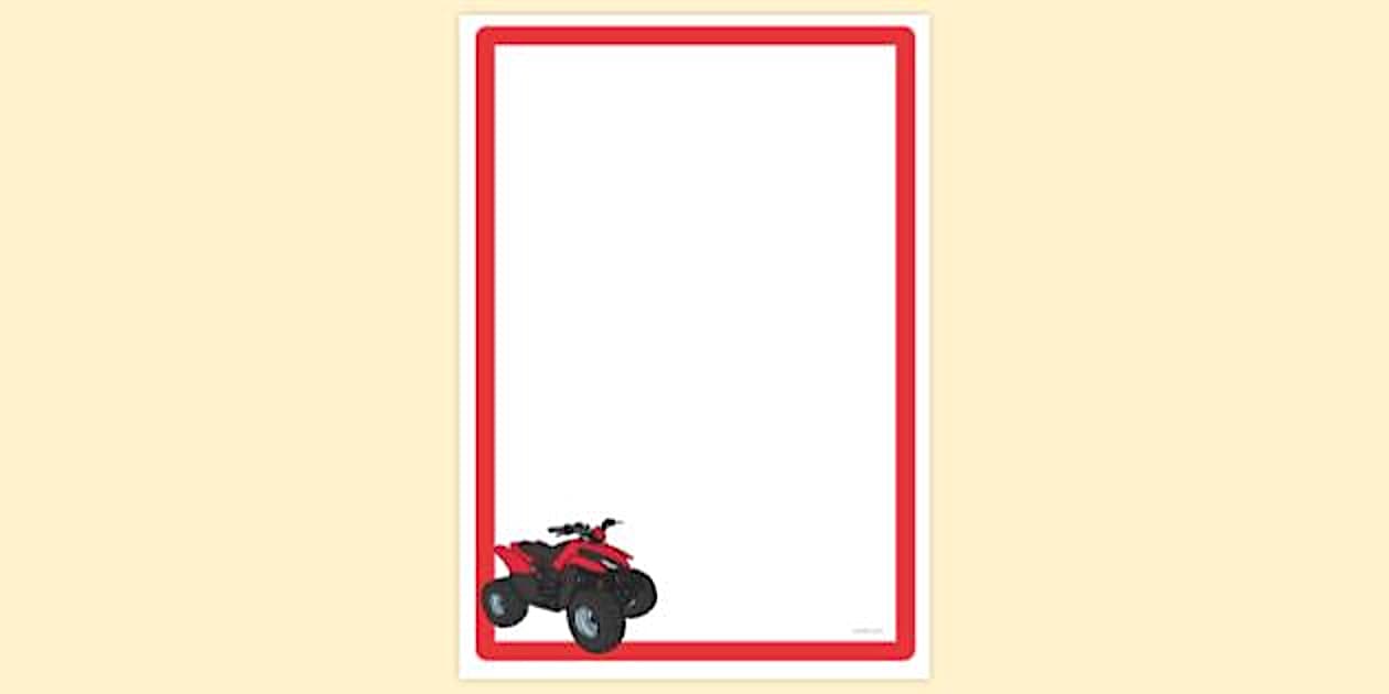 Simple Blank Quad Bike Page Border | Page Borders | Twinkl