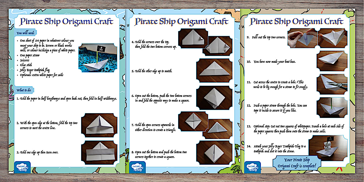 Pirate Ship Origami Craft | Twinkl Party (teacher made)