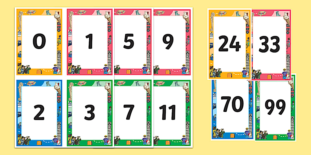 Travel-Themed Numbers 0-100 Cards (teacher made) - Twinkl