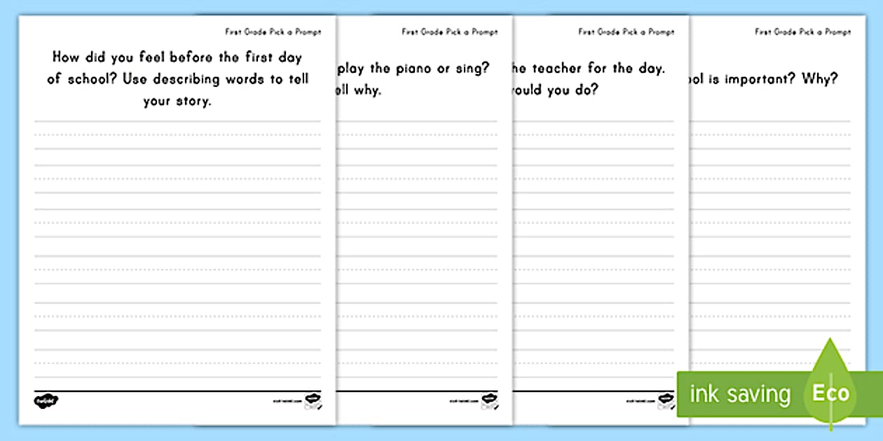First Grade Pick a Prompt Writing Activity Pack - Twinkl
