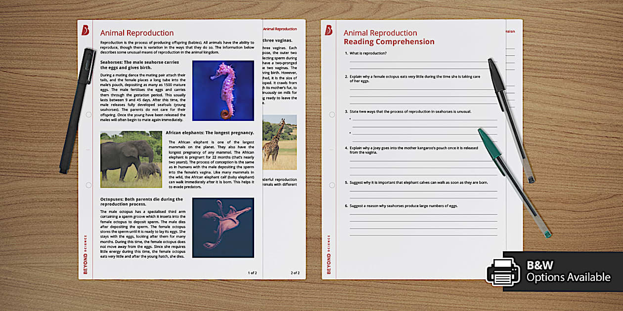 Animal Reproduction Reading Comprehension