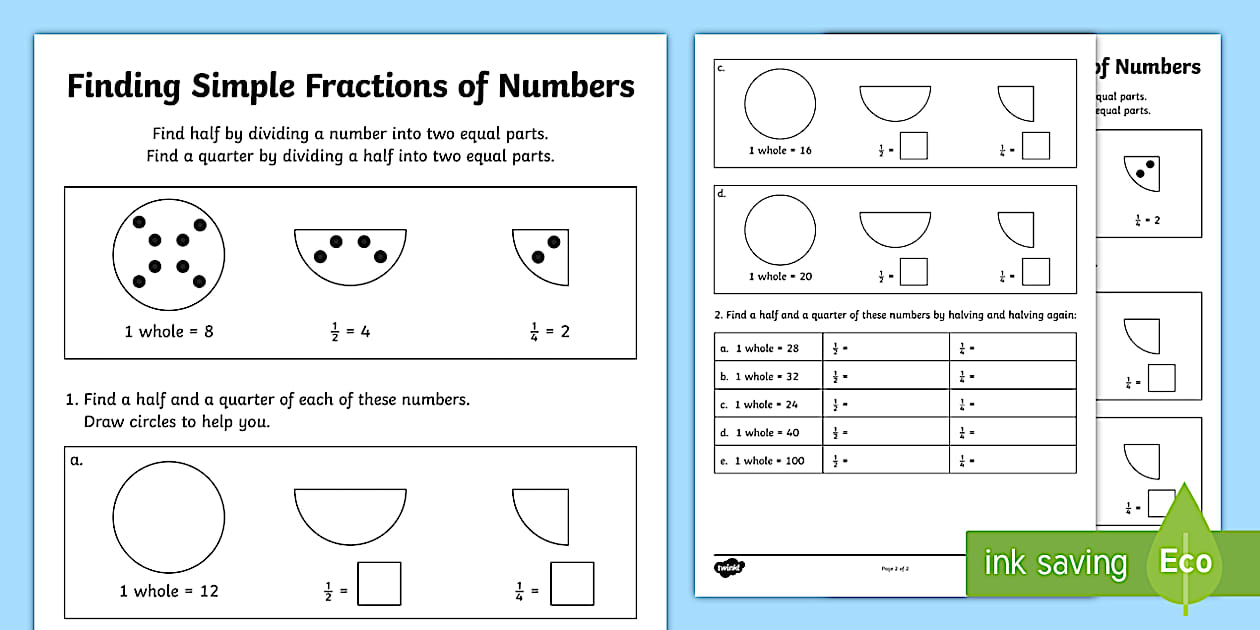Editable Fractions of Number Amounts Worksheet - Twinkl