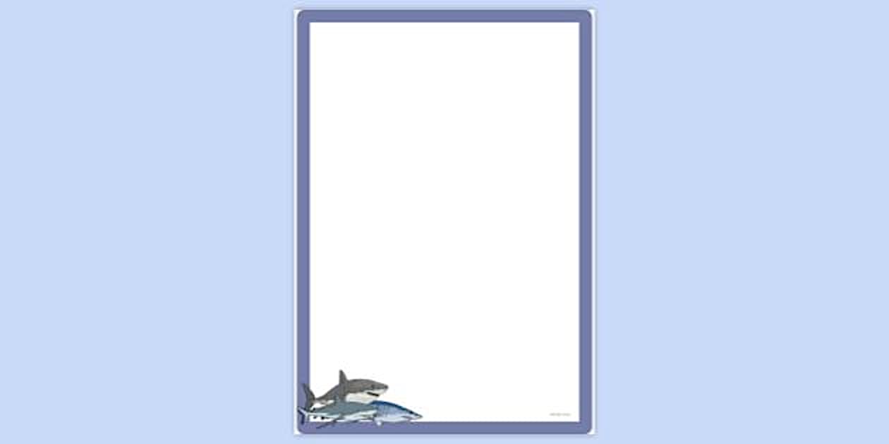 Simple Blank Sharks Page Border | Page Borders | Twinkl