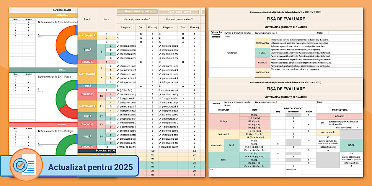 Generator de raport Evaluarea Națională Matematică Clasa 6