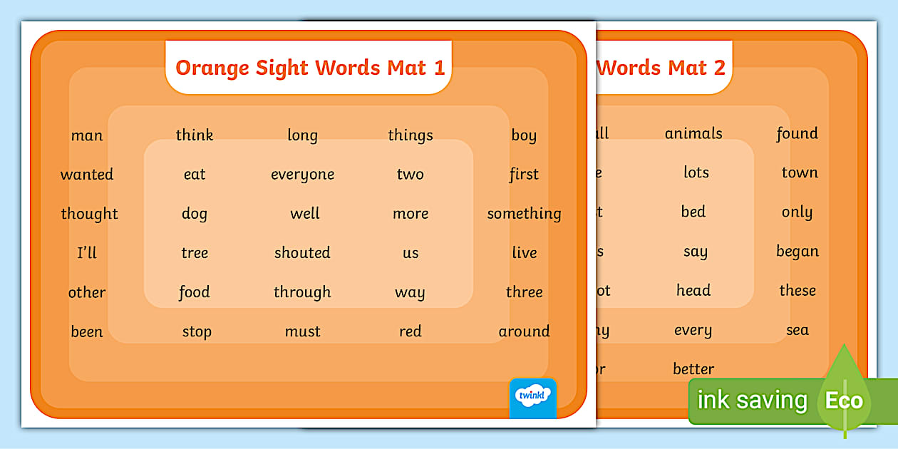 New Zealand Orange Sight Words Mats (teacher made) - Twinkl