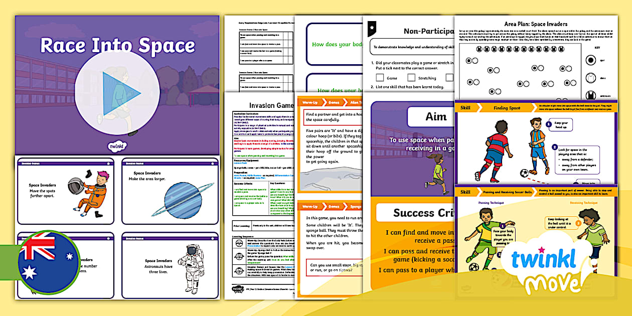 Move PE Year 2 Invasion Games Lesson 2: Race into Space Lesson Pack
