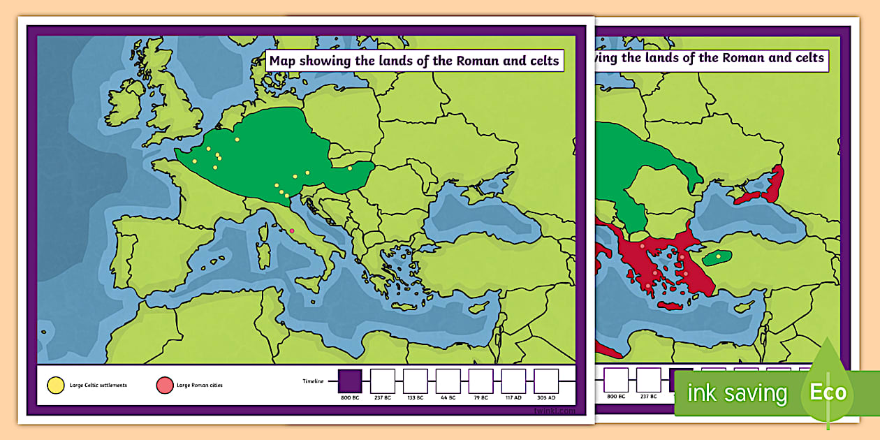 Black and White Roman Empire Celts and Romans Display Maps