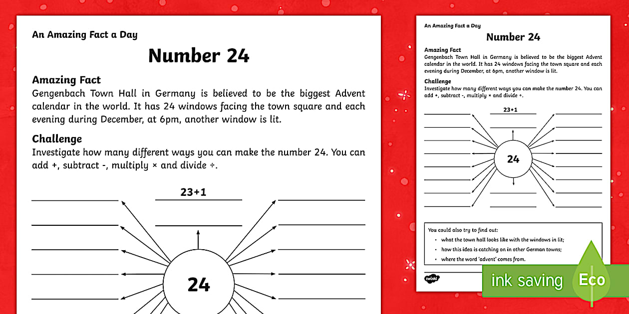 Editable Number 24 Worksheet (teacher made) - Twinkl
