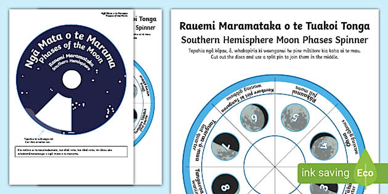 Moon phases wheel - bilingual - Te Reo Māori/English