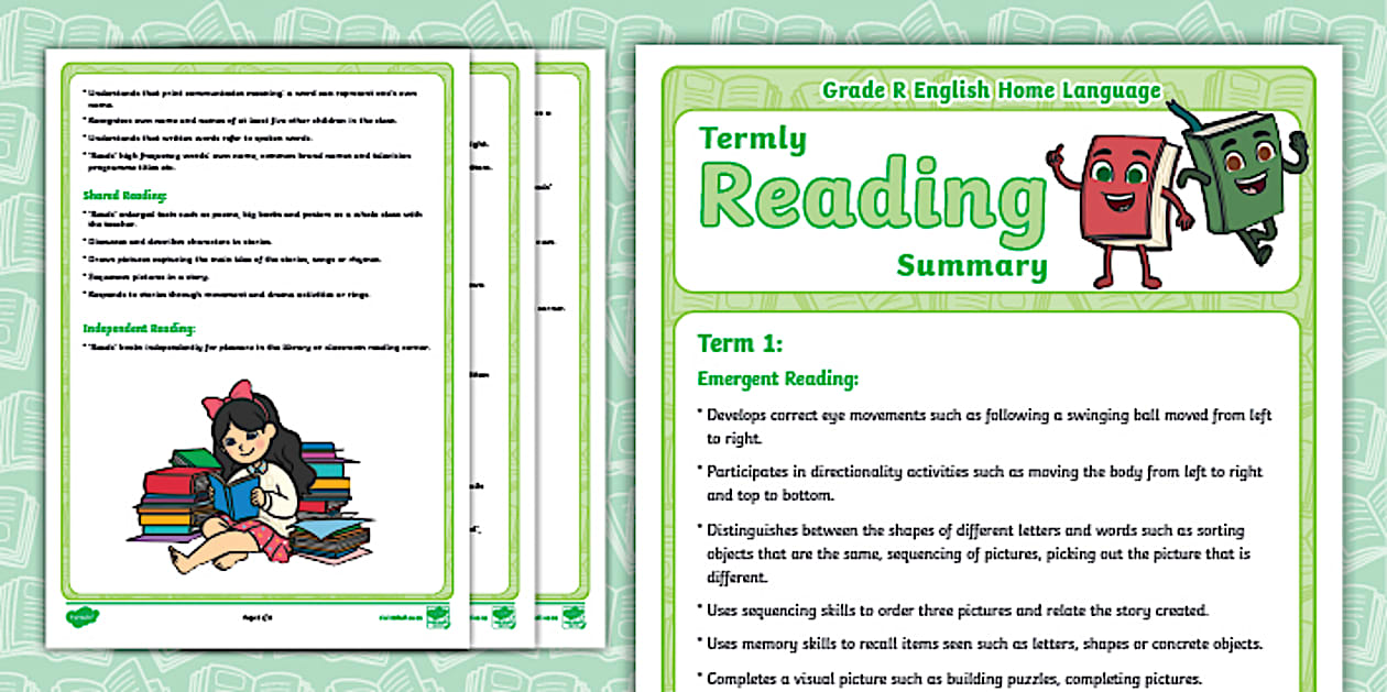 Grade R English Home Language: Termly Reading Summary