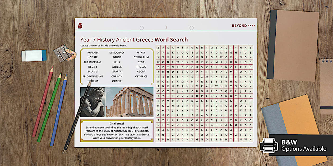Year 7 History Ancient Greece Word Search (Teacher-Made)