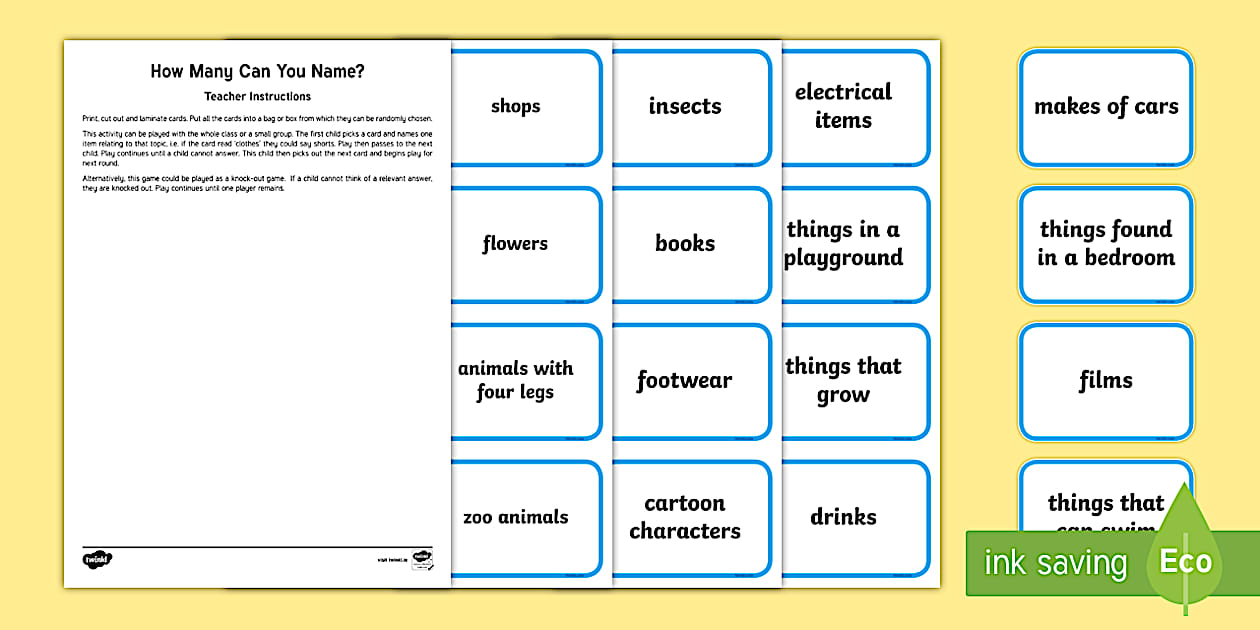 Oral Language 'How Many Can You Name?' Game - Twinkl
