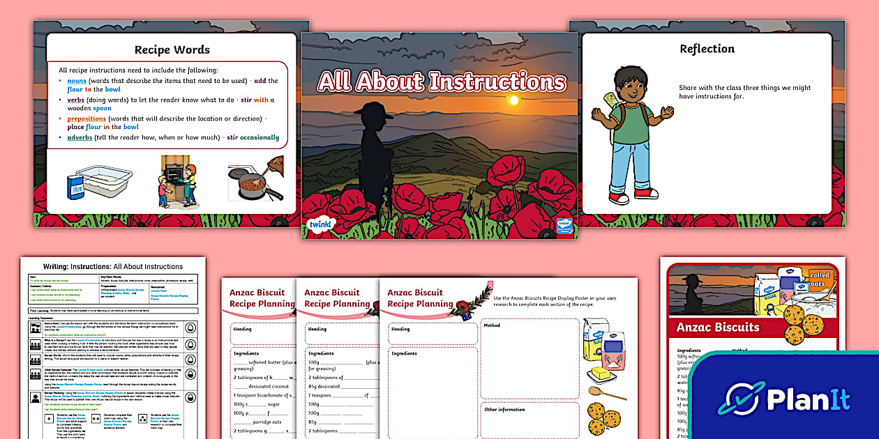 Years 1-2 Writing: Anzac Day Instructions Lesson 1 - Twinkl