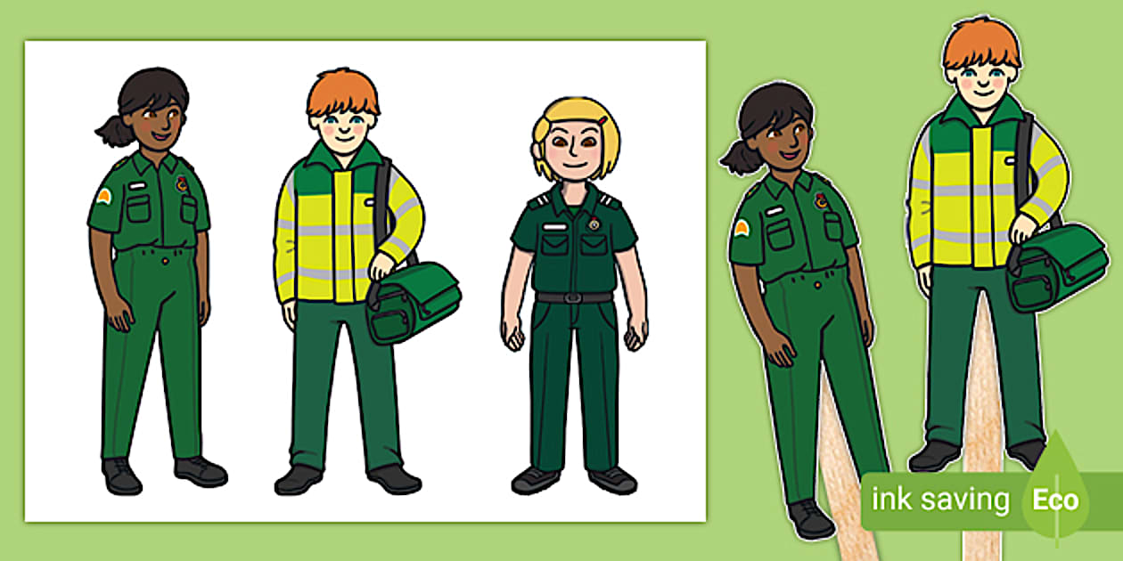 Paramedic Stick Puppets (teacher made) - Twinkl