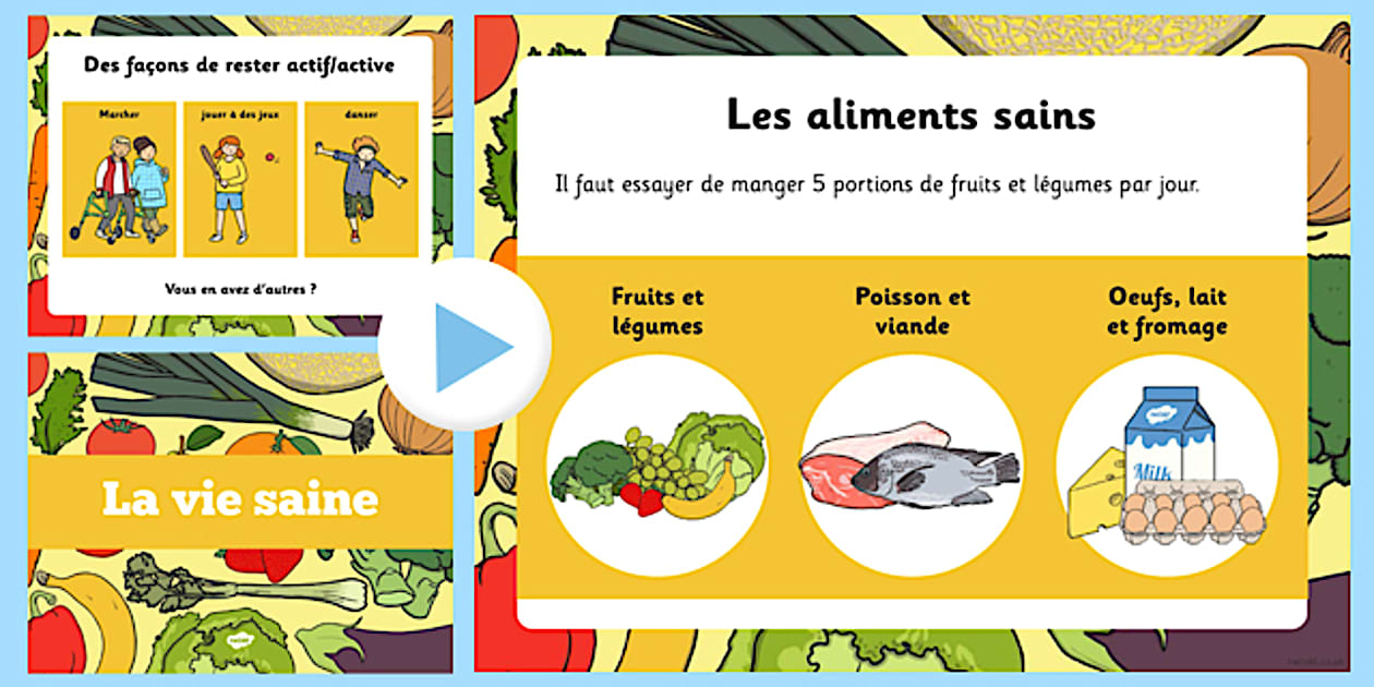 Healthy Eating and Living PowerPoint French (teacher made)