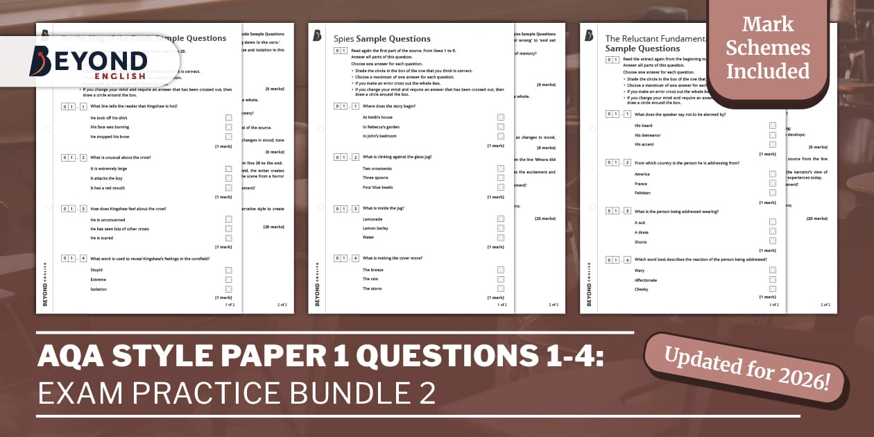 AQA Language Paper 1 Questions 1 - 4: Exam Practice Bundle 2