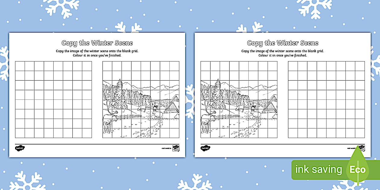 Copy the Winter Scene Worksheet (Teacher-Made) - Twinkl
