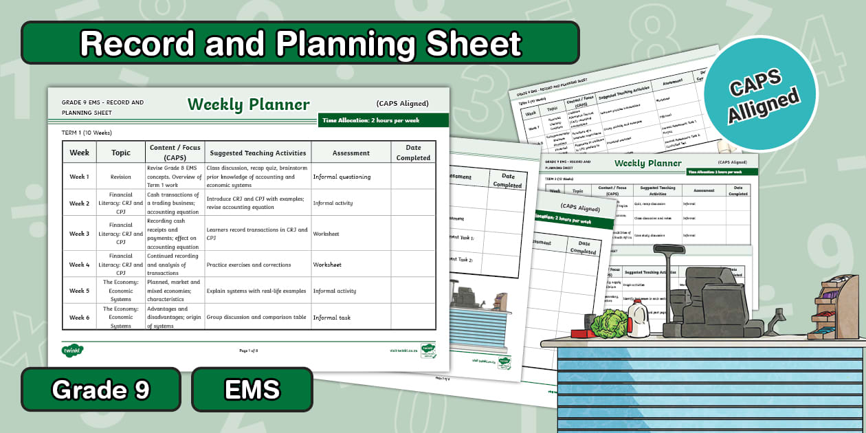 Grade 9 - EMS - Record and Planning Sheet (CAPS)