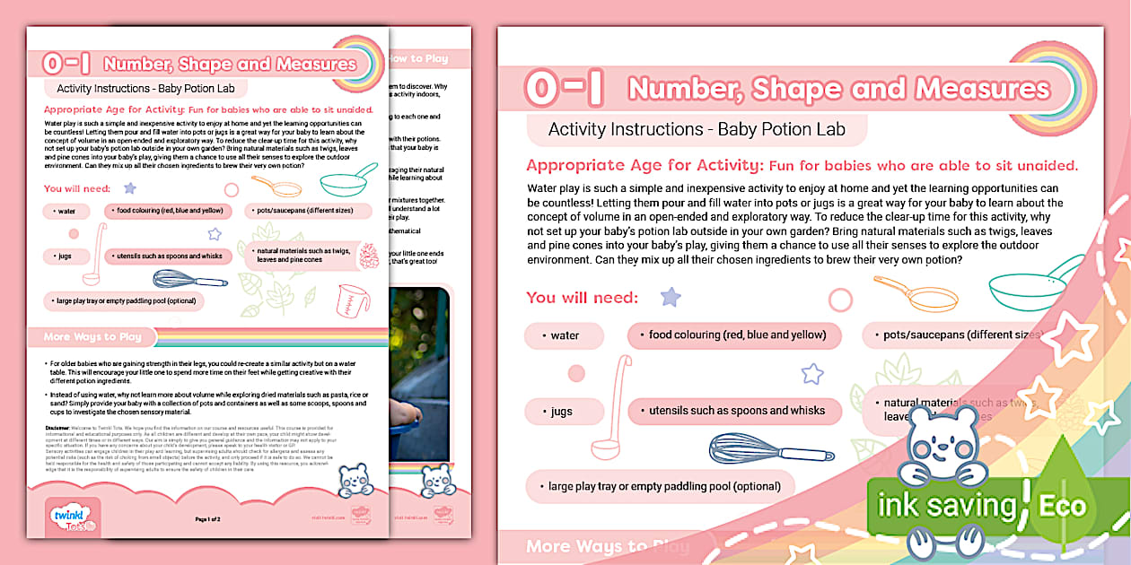 FREE! - 0-12 Months Number Shape Measures Baby Potion Lab