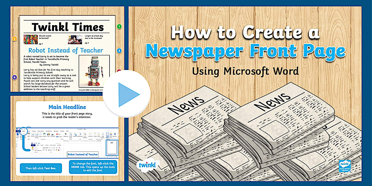 Front Page Newspaper Publishing KS2 (teacher made) - Twinkl