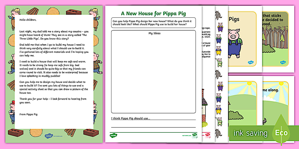 Pippa Pig House Building Topic Hook Letter and Resource Pack