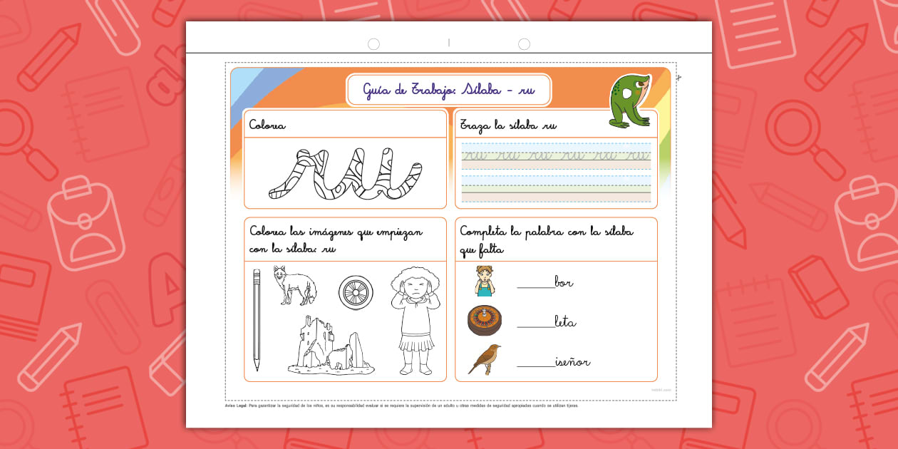 Guía de Trabajo: Sílaba - ru - Twinkl Chile