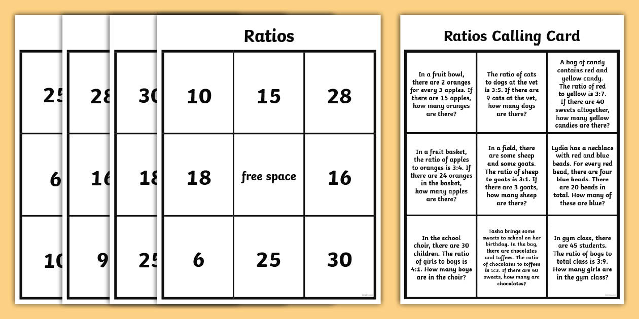 Seventh Grade Ratios Bingo Game (teacher made) - Twinkl