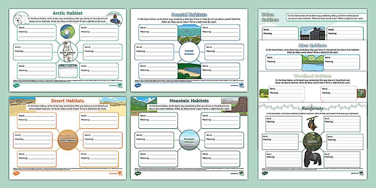 Habitat Vocabulary Mind Map Pack - Twinkl