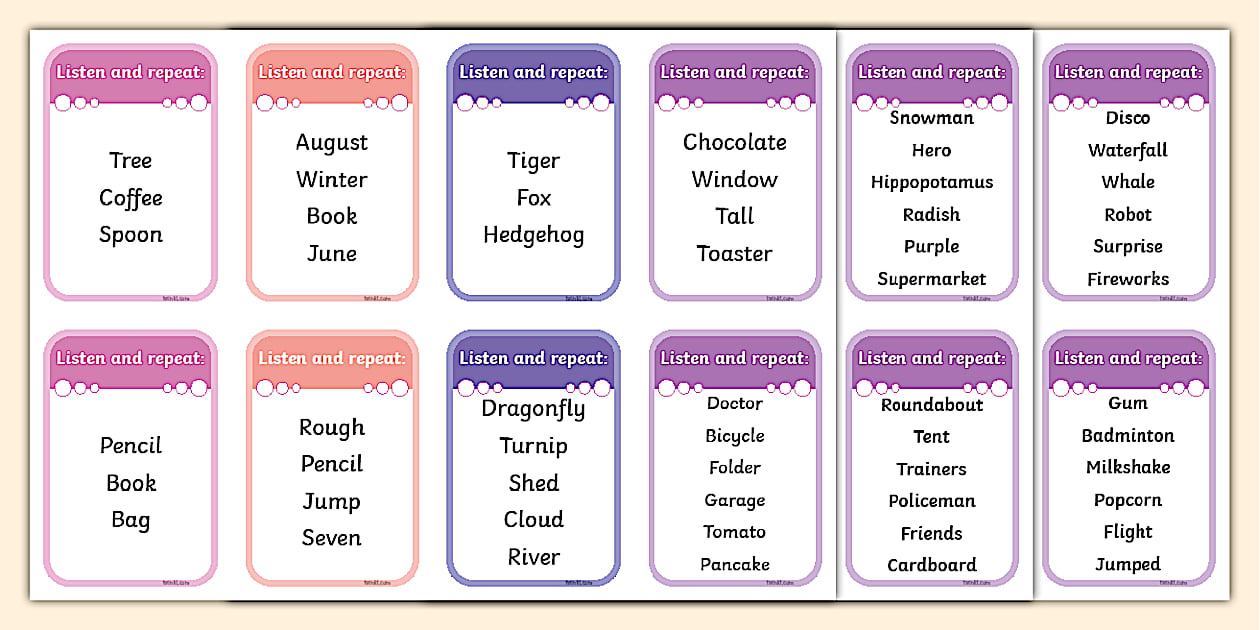 Listen and Repeat Auditory Memory Cards (teacher made)