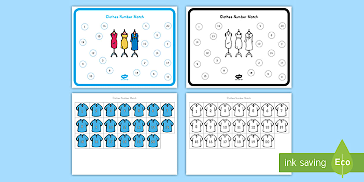 Clothes Number Match Activity Mat (teacher made) - Twinkl