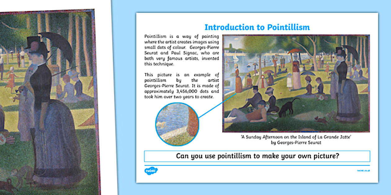 Introduction to Pointillism Worksheet - Art Resource - Twinkl