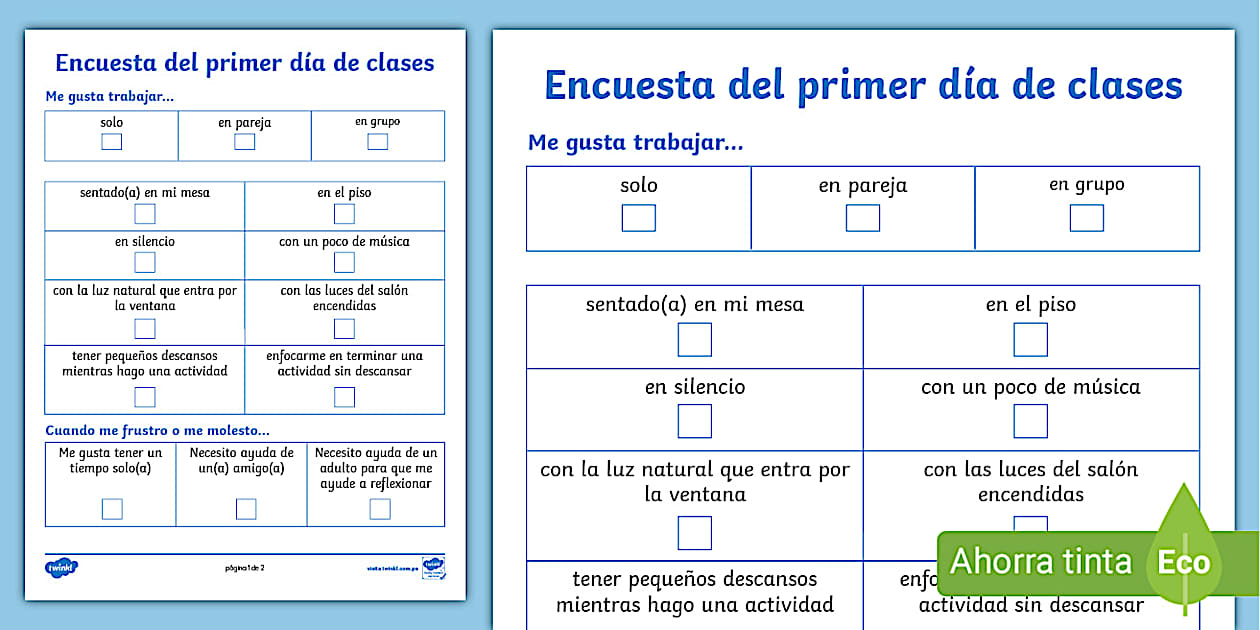 Ficha de actividad:Encuesta del primer día de clases