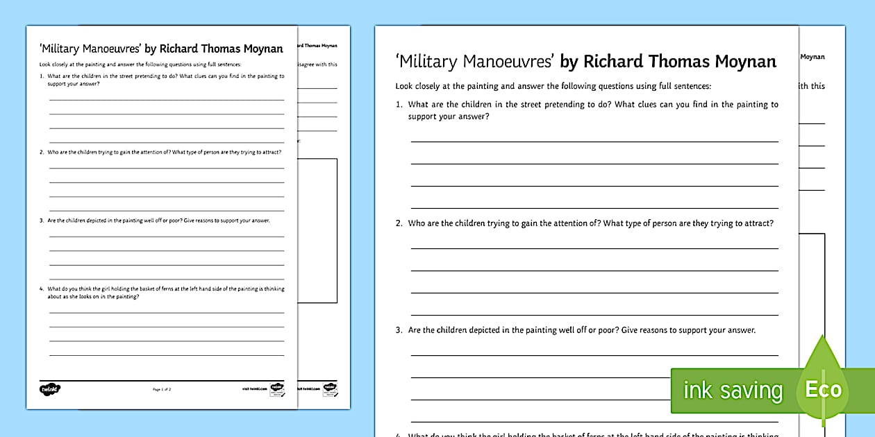 Military Manoeuvres Art Appreciation Worksheet / Worksheet