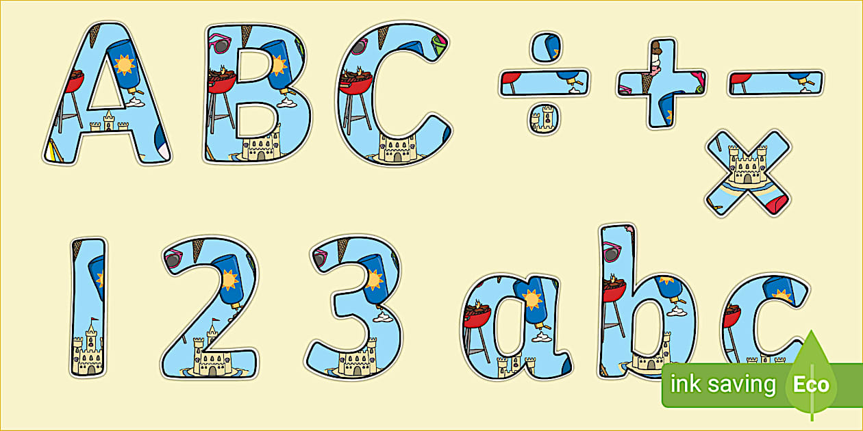 👉 summer themed Display Lettering