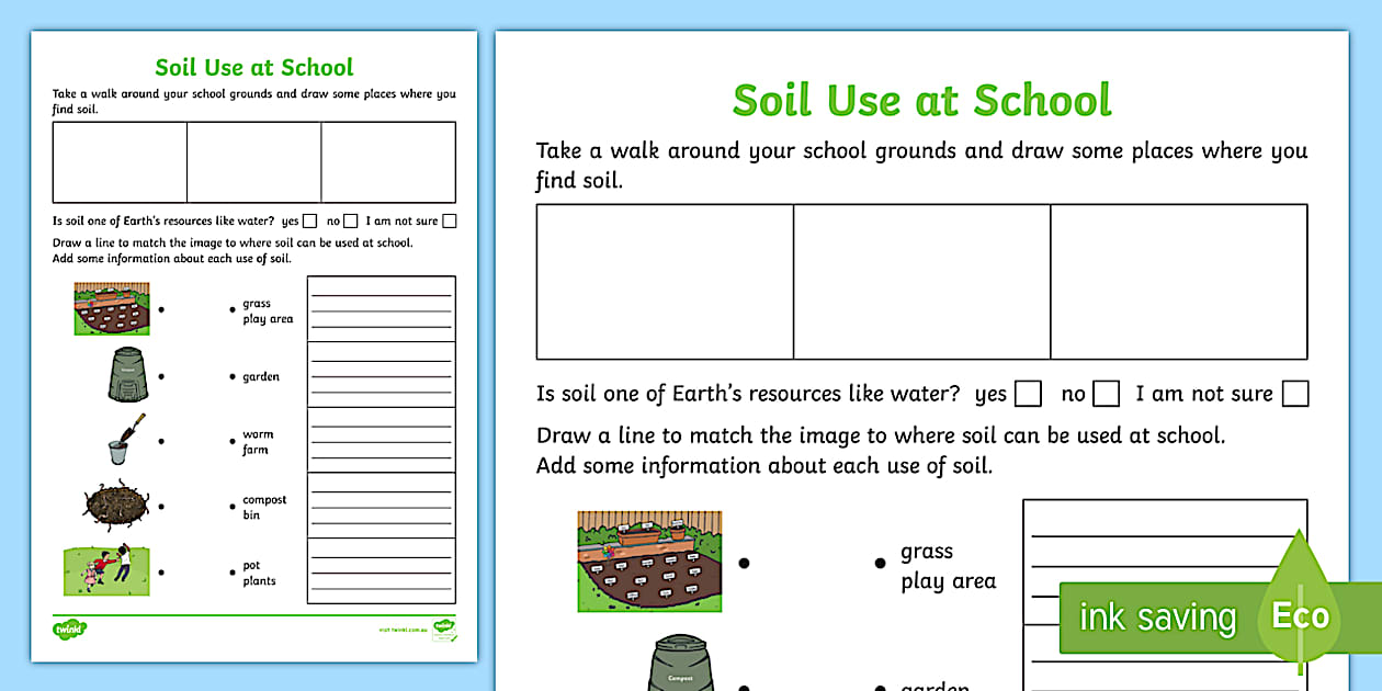 Soil Use at School Worksheet (teacher made) - Twinkl