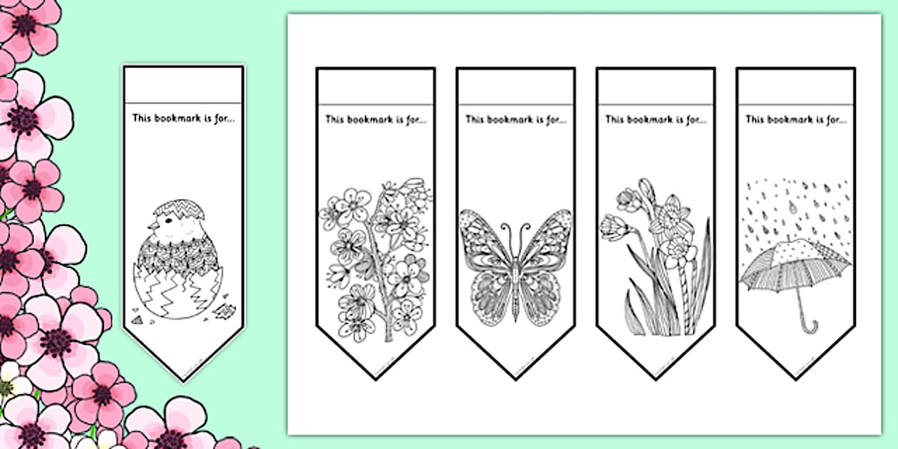Editable Spring Mindfulness Colouring Bookmarks - Twinkl