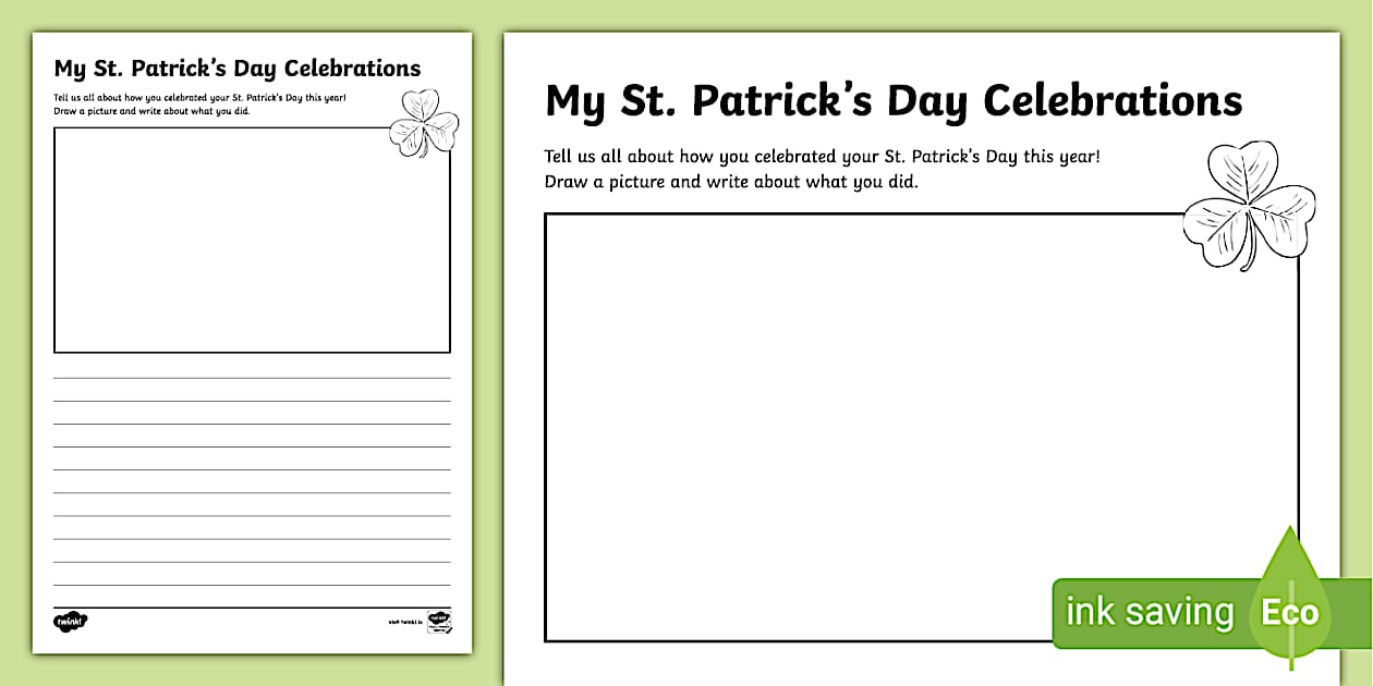 My St Patrick's Day Celebrations Writing Worksheet - Twinkl