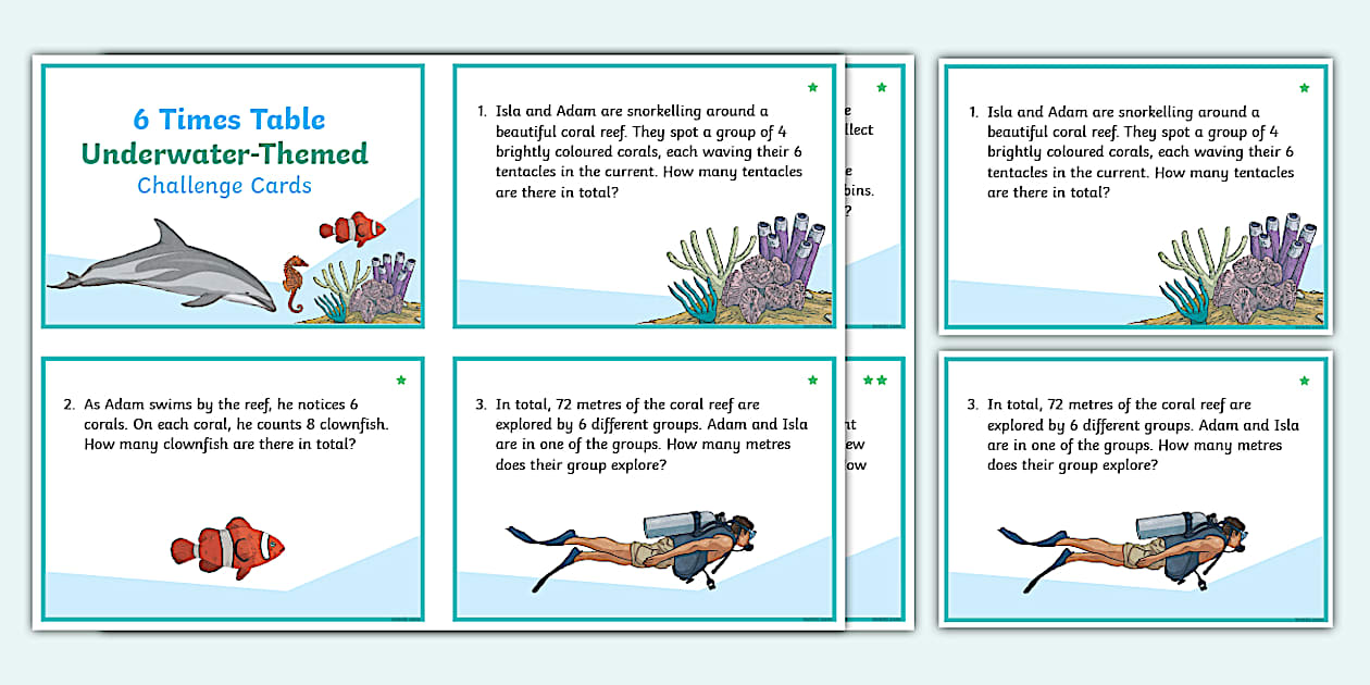 6 Times Table Differentiated Themed Challenge Cards - Twinkl